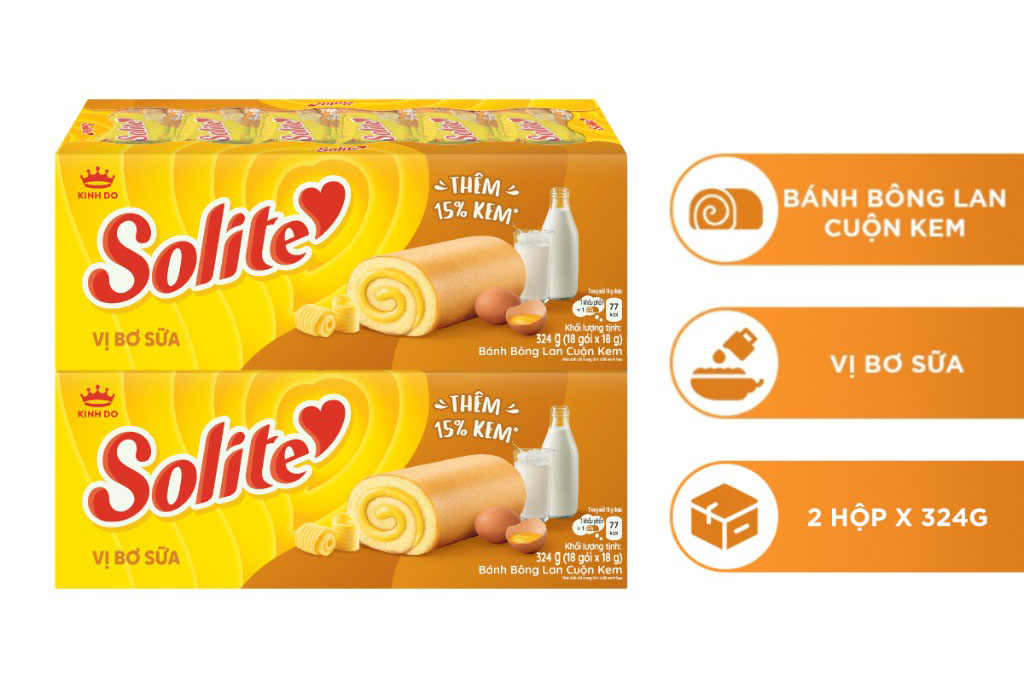 1 thùng bánh SOLITE vị bơ sữa 324g có bao nhiêu hộp?