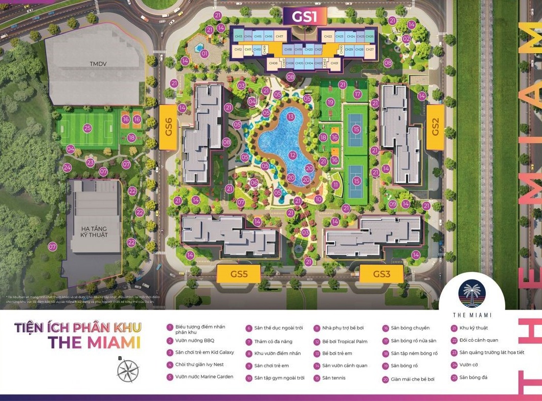 Căn 1PN+ tòa GS1 - The Miami - Vinhomes Smart City hướng Đông Bắc có giá bao nhiêu 1m2?